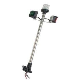 Tri-Color Navigation Pole Light Red/Green/White 12v Vessels